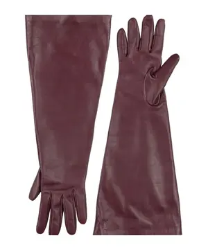 Saint Laurent Solid-color Leather Gloves - Red