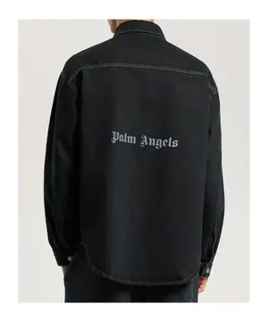 Palm Angels Classic Logo Faded Denim Shirt