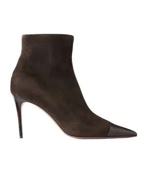 Paris Texas Croc-effect Leather-trimmed Suede Ankle Boots - Black