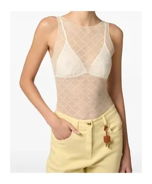 Elisabetta Franchi Crewneck Sheer Bodysuit