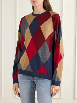 LESET Argyle Intarsia-knit Merino Wool Sweater - Black