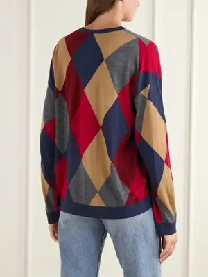 LESET Argyle Intarsia-knit Merino Wool Sweater - Black