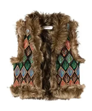 GOLDEN GOOSE Fur-trim Vest - Multicolor