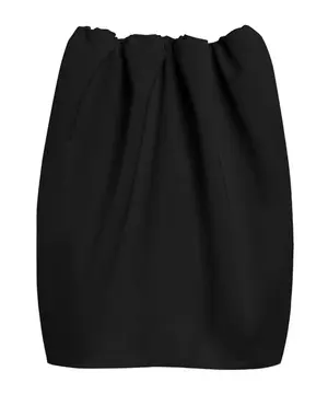 AMI Paris Midi Gathered Satin Skirt - Black