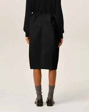 AMI Paris Midi Gathered Satin Skirt
