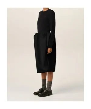 AMI Paris Midi Gathered Satin Skirt