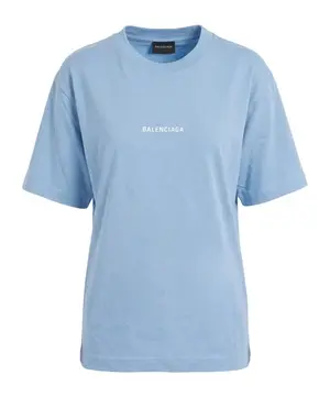 Balenciaga Solid-color Short-sleeved T-shirt - Blue