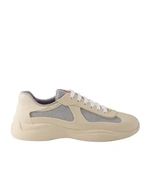 Prada America's Cup Soft Rubber And Bike Fabric Sneakers - Raw White