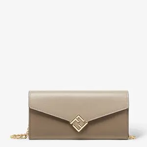 Fendi Ff Diamonds Continental With Chain - Grey