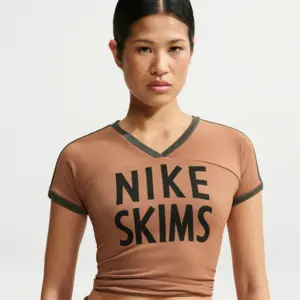 Nike Skims Stretch Knit V-neck Short-sleeve Top - Brown