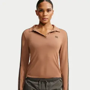 Nike Skims Stretch Knit Long-sleeve Polo Top - Brown