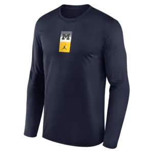 JORDAN Michigan Primetime Stack Legend Brand Dri-fit College Long-sleeve T-shirt - Blue
