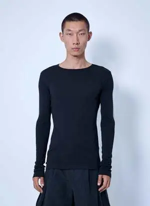 ENTIRE STUDIOS Sheer Long Sleeve Top - Black