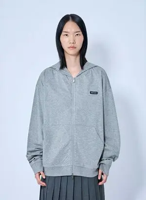 Miu Miu Zip Hoodie With Patch Detail