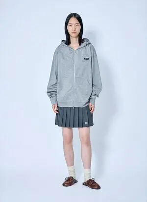 Miu Miu Zip Hoodie With Patch Detail