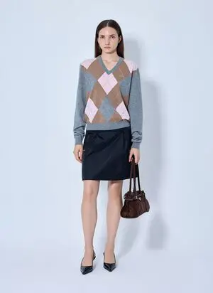 Prada Argyle V-neck Sweater