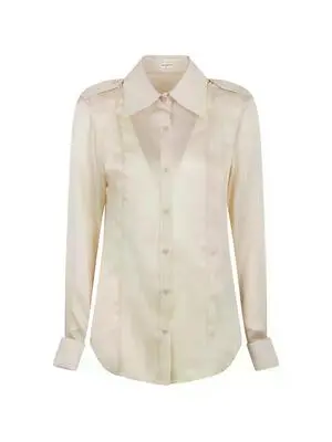 Balmain Epaulette-detail Buttoned Shirt - Neutrals
