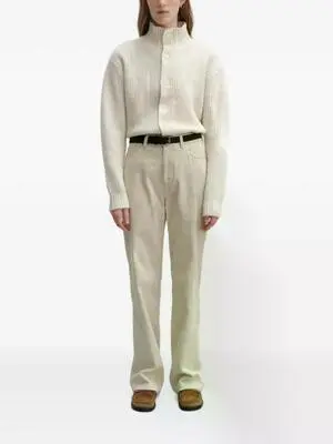 DUNST Ribbed-knit Button-up Sweater - Neutrals