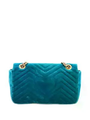 Gucci Gg Marmont Flap Bag Matelasse Velvet Small Shoulder Bag