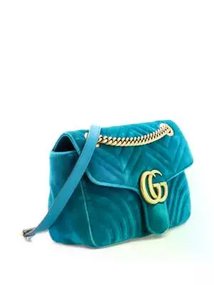 Gucci Gg Marmont Flap Bag Matelasse Velvet Small Shoulder Bag