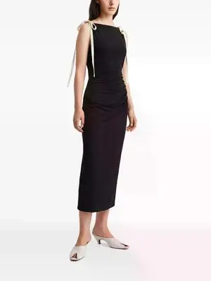 Anna Quan Testino Tie-strap Gathered Midi Dress - Black
