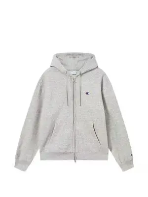 Champion Modern Heritage Logo-embroidered Zip-up Hoodie - Grey
