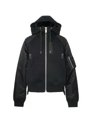 Sacai Sponge Sweat Panelled Hoodie - Black