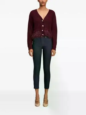 Cinq À Sept Krissi Feather-trim Crystal-button Cardigan