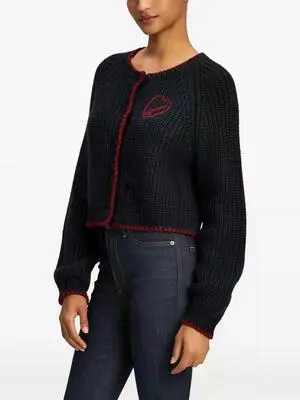 Cinq À Sept Millie Amour Heart-embroidered Cardigan - Blue