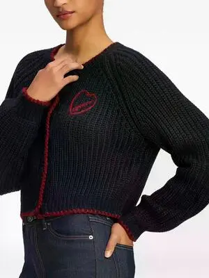 Cinq À Sept Millie Amour Heart-embroidered Cardigan - Blue