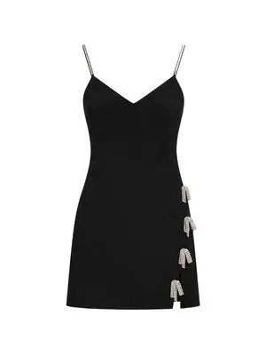 Cinq À Sept Rella Rhinestone-bow Mini Dress - Black