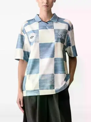 Stine Goya Xumbro Checked Lace-patch Polo Shirt - Blue