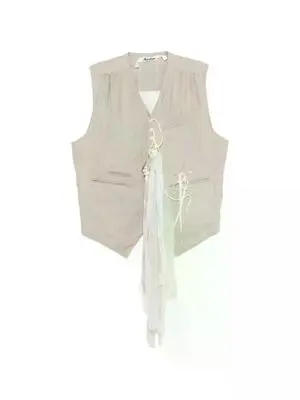 MIDORIKAWA Safety-pin Frayed-trim Gilet