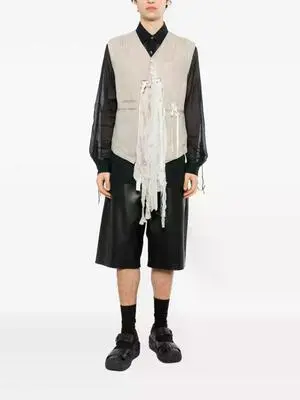 MIDORIKAWA Safety-pin Frayed-trim Gilet