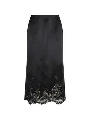 Ermanno Scervino Lace-trim Silk Midi Skirt - Black