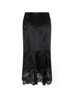 Ermanno Scervino Lace-trim Silk Midi Skirt