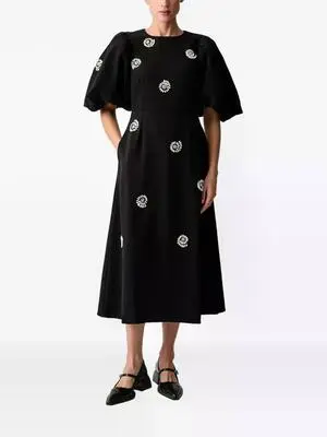 Stine Goya Crystal-embellished Puff-sleeve Midi Dress