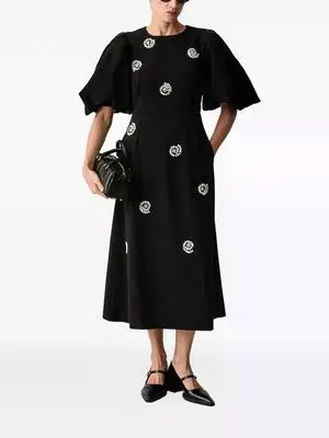 Stine Goya Crystal-embellished Puff-sleeve Midi Dress