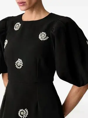 Stine Goya Crystal-embellished Puff-sleeve Midi Dress