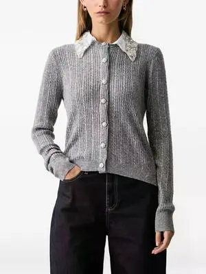 SILVIAN HEACH Cable-knit Embellished Cardigan - Grey