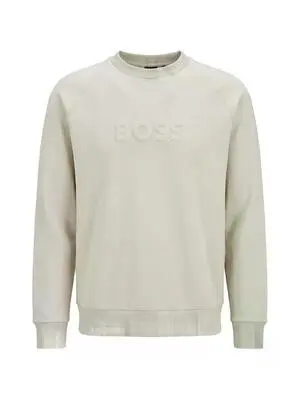 BOSS Crew-neck Sweatshirt With A Puffed Logo - Neutrals