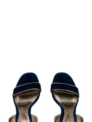 Etro Velvet High-heeled Sandals With Animal Buckle - Blue