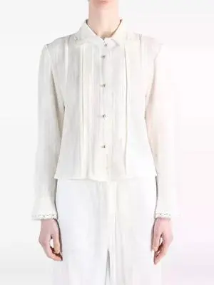 ANN DEMEULEMEESTER Isaka Lace-trimmed Pintuck-detail Shirt - Neutrals