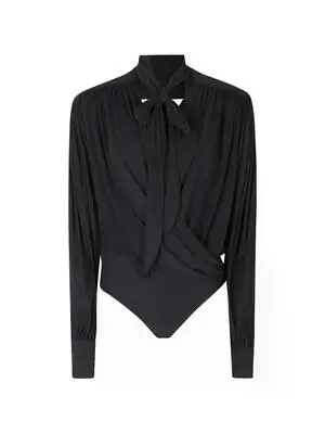 AMAZUIN Keila Draped Bodysuit - Black