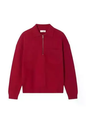 ROBERTO COLLINA Quarter-zip Pocket-detail Long-sleeve Polo Shirt - Red