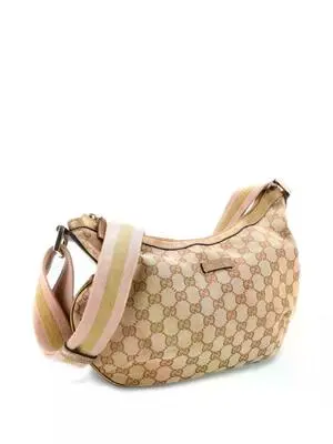 Gucci Saddle Zip Messenger Bag Gg Canvas With Leather Medium Crossbody Bag