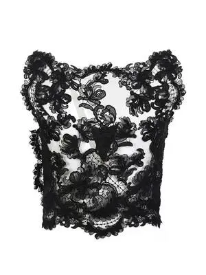 Ermanno Scervino Lace-panelled Velvet Top - Black