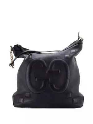 Gucci Apollo Gg Embossed Calfskin Medium Hobo Bag