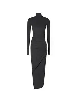 AMAZUIN Adriene Ruched Maxi Cut-out Dress - Black