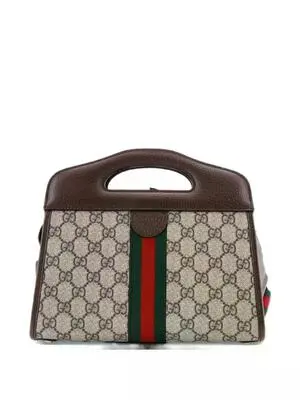 Gucci Ophidia Cut Out Handle Bag Gg Coated Canvas With Leather Small Shoulder Bag